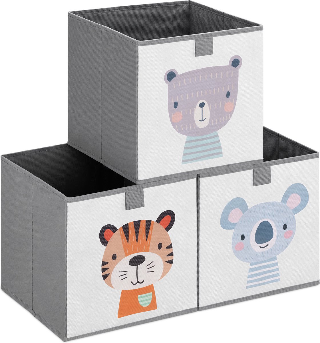 Navaris opbergdozen voor kinderen - Set van 3 opbergboxen met treklus ...