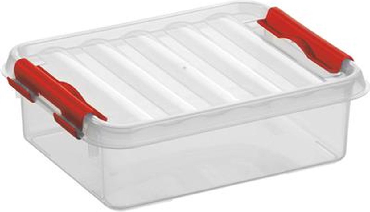 Sunware - Q-line opbergbox 1L transparant rood - 20 x 15 x 6 cm