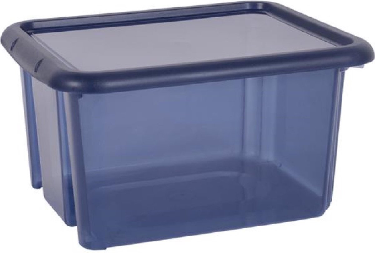 Kunststof opbergbox/opbergdoos donkerblauw transparant L44 x B36 x H25 ...