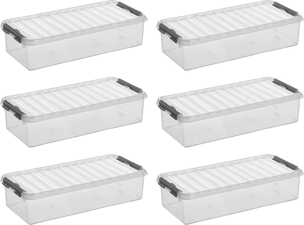 Sunware - Q-line opbergbox 6,5L - Set van 6 - Transparant/grijs